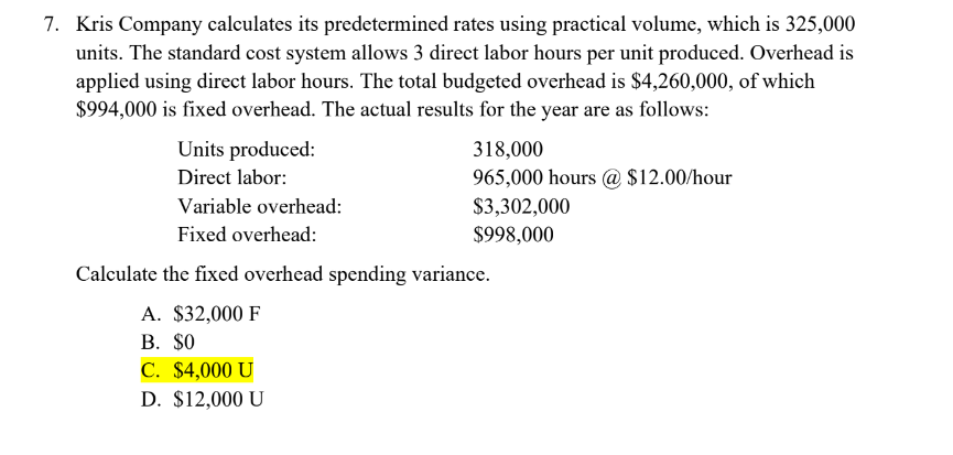 Solved Kris Company calculates its predetermined rates using | Chegg.com