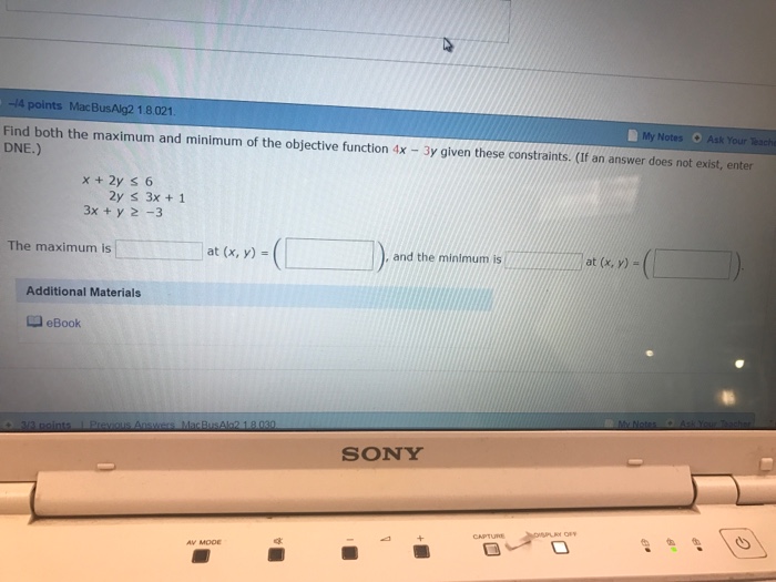 Solved Find Both The Maximum And Minimum Of The Objective