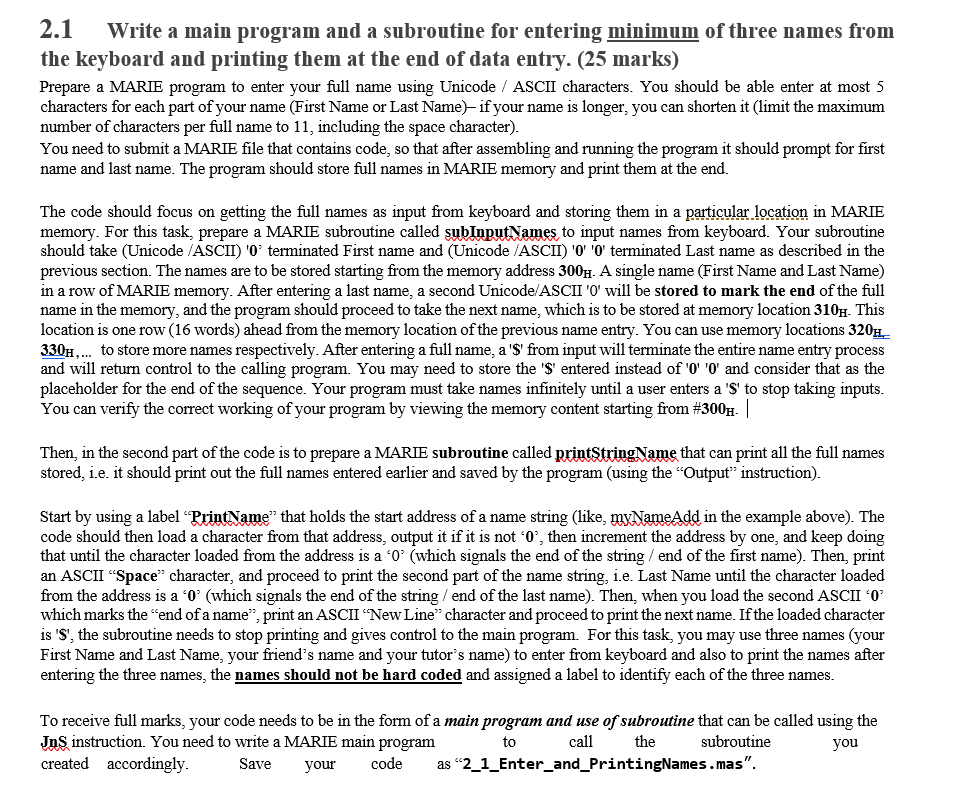 21 Write A Main Program And A Subroutine For 8188