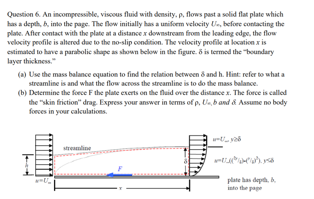 Solved Question 6. An incompressible, viscous fluid with | Chegg.com