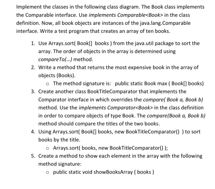 Solved Implement The Classes In The Following Class Diagram