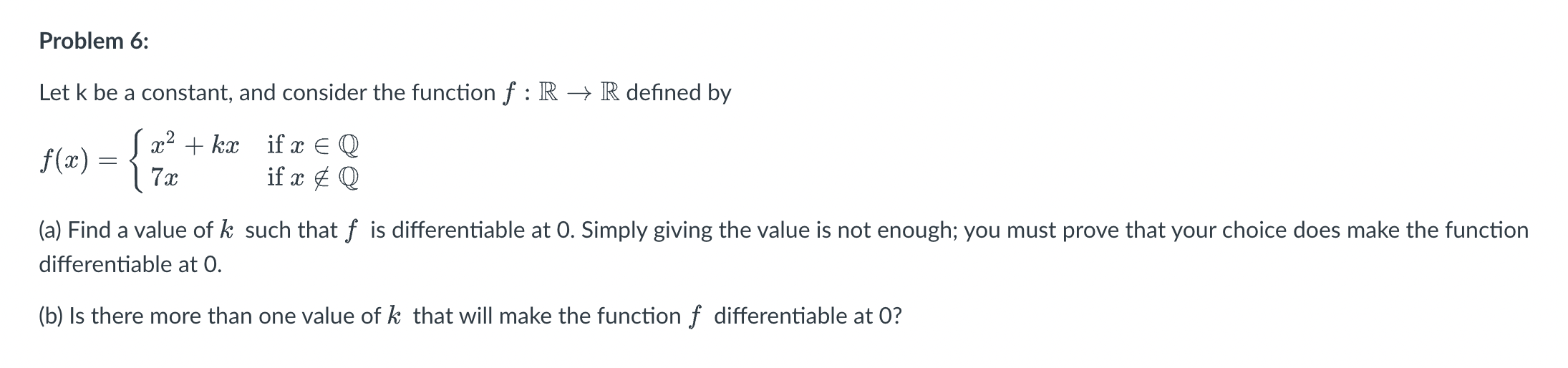 Solved Problem 6: Let k be a constant, and consider the | Chegg.com