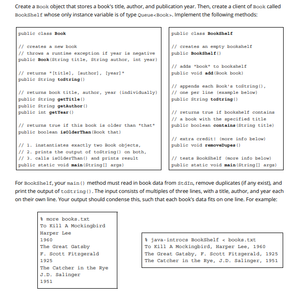 Solved Create a Book object that stores a book's title, | Chegg.com