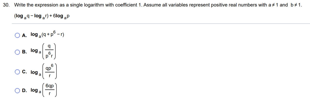 Solved Write the expression as a single logarithm with | Chegg.com