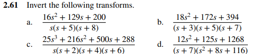 Solved 2.61 Invert the following transforms. a. | Chegg.com