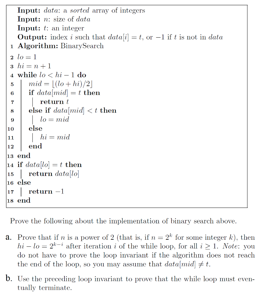 Solved Input: data: a sorted array of integers Input: n: | Chegg.com