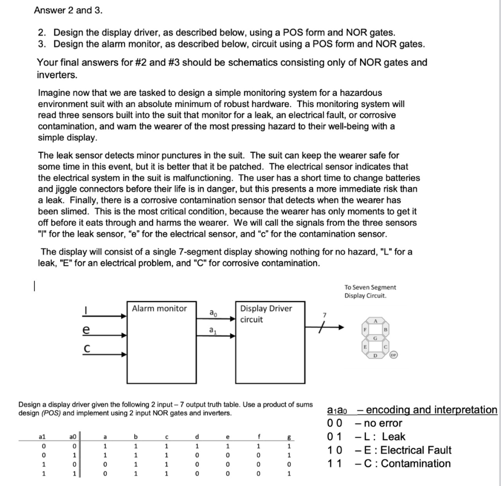 Solved Answer 2 and 3. 2. Design the display driver, as | Chegg.com