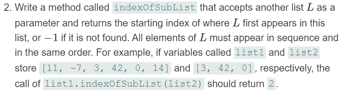 Solved JAVA. Remember that this is an instance method to | Chegg.com
