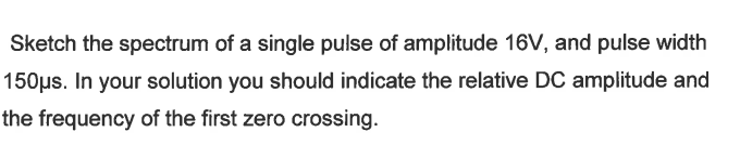 Solved Sketch the spectrum of a single pulse of amplitude | Chegg.com