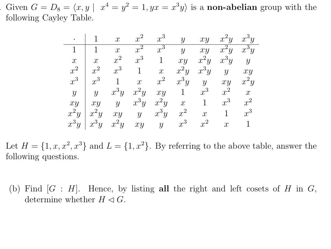 Solved Let H={1,x,x2,x3} ﻿and L={1,x2}. ﻿By referring to the | Chegg.com