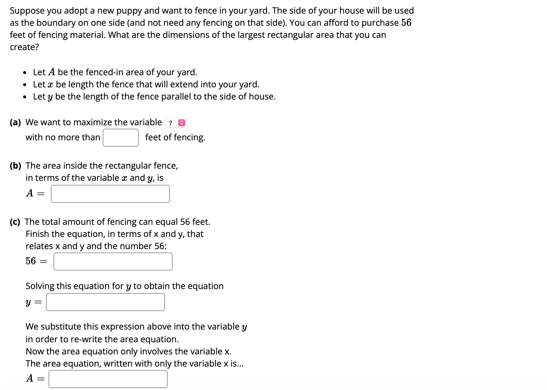 Solved Suppose you adopt a new puppy and want to fence in | Chegg.com