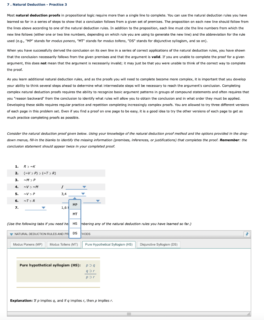Solved 7. Natural Deduction - Practice 3 Most natural | Chegg.com