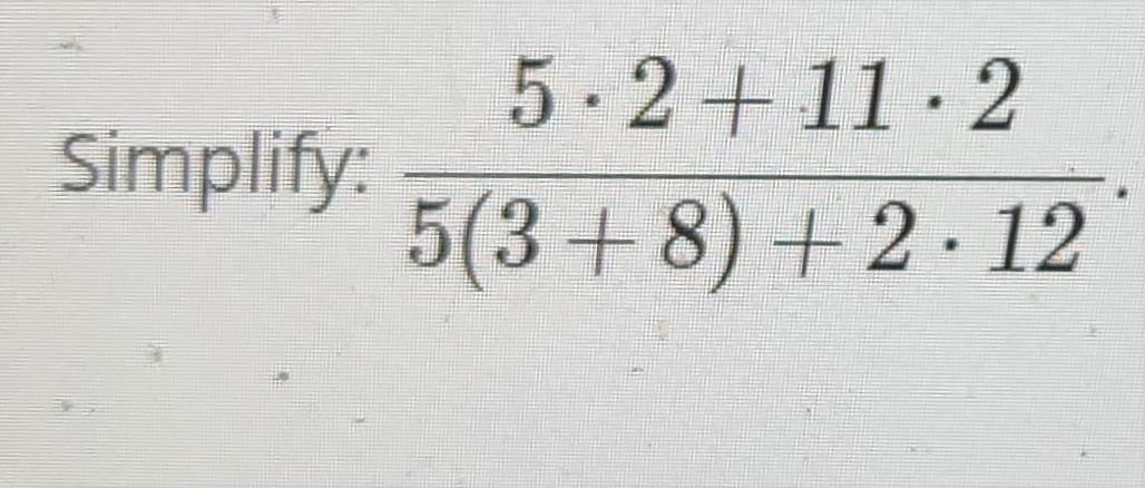 Solved 5(3+8)+2⋅125⋅2+11⋅2 | Chegg.com