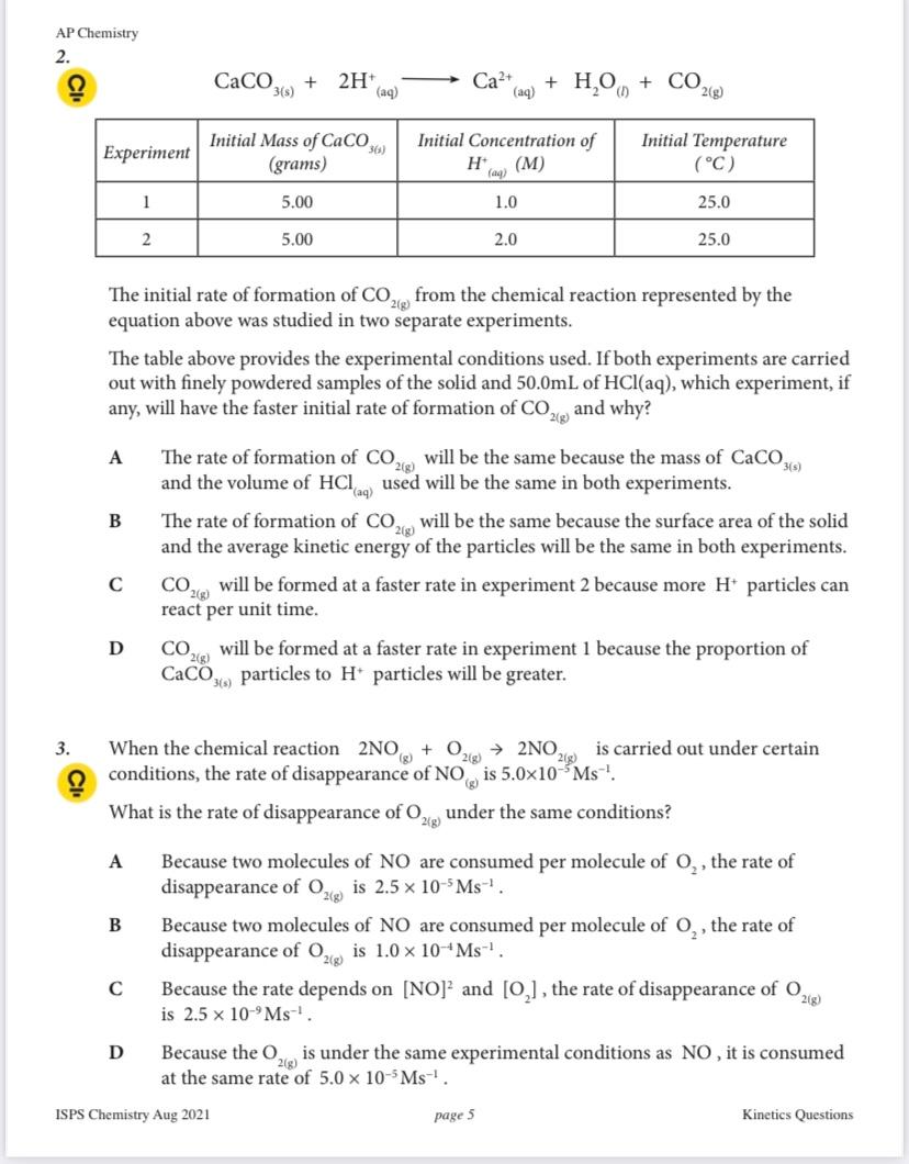 Solved AP Chemistry 5.1 MC Questions 1. ? Reactant NO 02 | Chegg.com