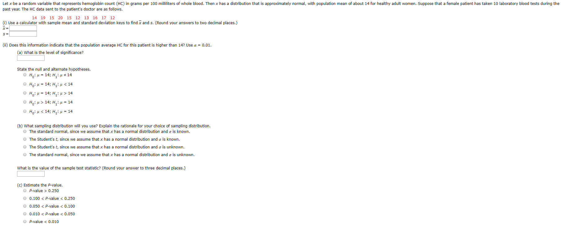 Solved Let x be a random variable that represents hemoglobin | Chegg.com