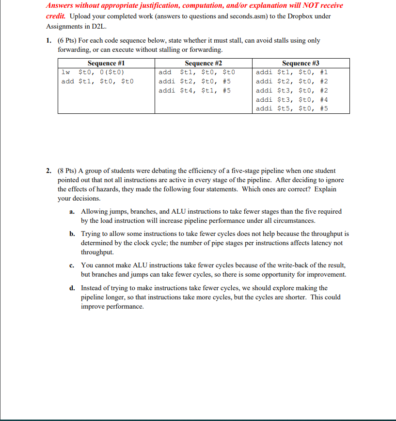 Solved Answers without appropriate justification, | Chegg.com