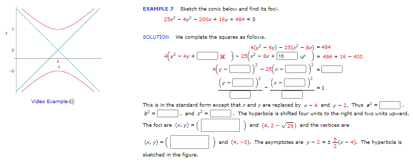Solved EXAMPLE 7 Sketch the conic below and find its foci. | Chegg.com
