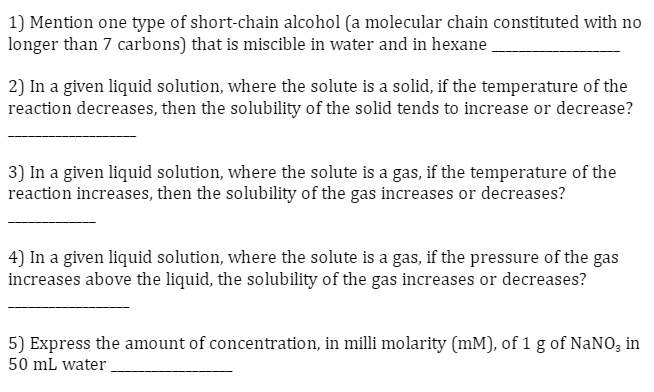 Solved 1) Mention one type of short-chain alcohol (a | Chegg.com
