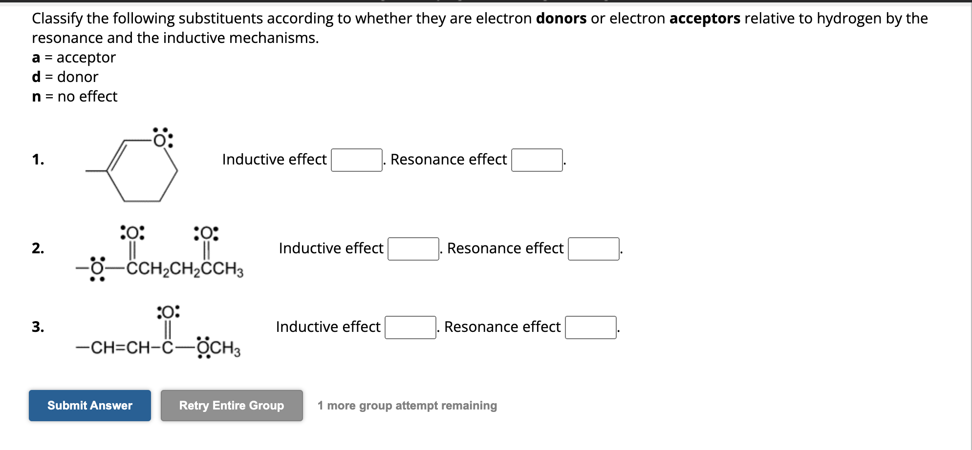 Solved Classify the following substituents according to | Chegg.com