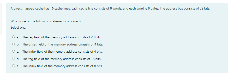 Solved A direct mapped cache has 16 cache lines. Each cache | Chegg.com