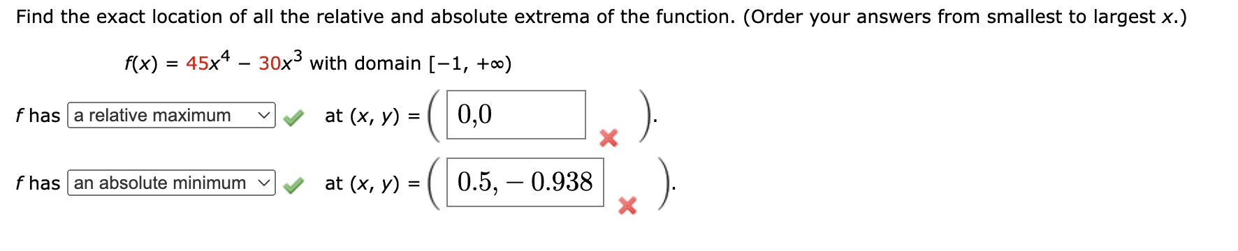 Solved Find the exact location of all the relative and | Chegg.com