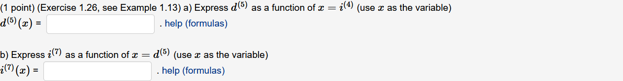 Solved (1 point) (Exercise 1.26, see Example 1.13) a) | Chegg.com