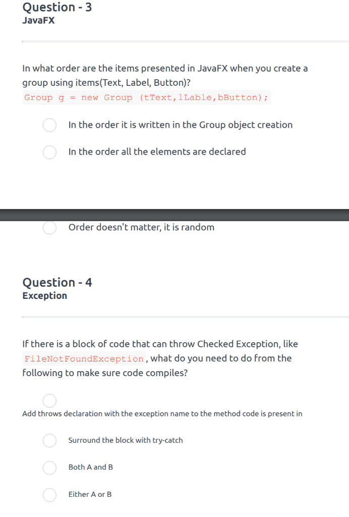 Solved Question - 3 JavaFX In what order are the items | Chegg.com