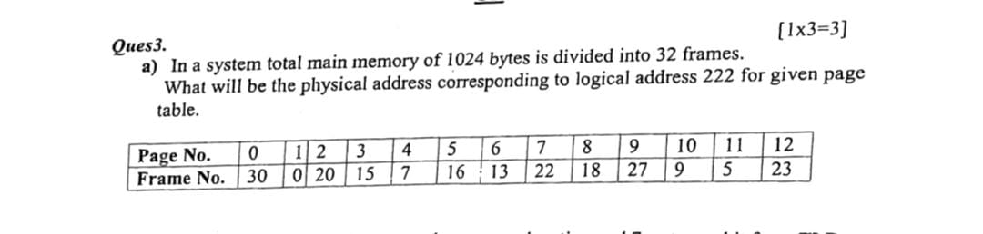 Solved [1×3=3] ues3. a) In a system total main memory of | Chegg.com