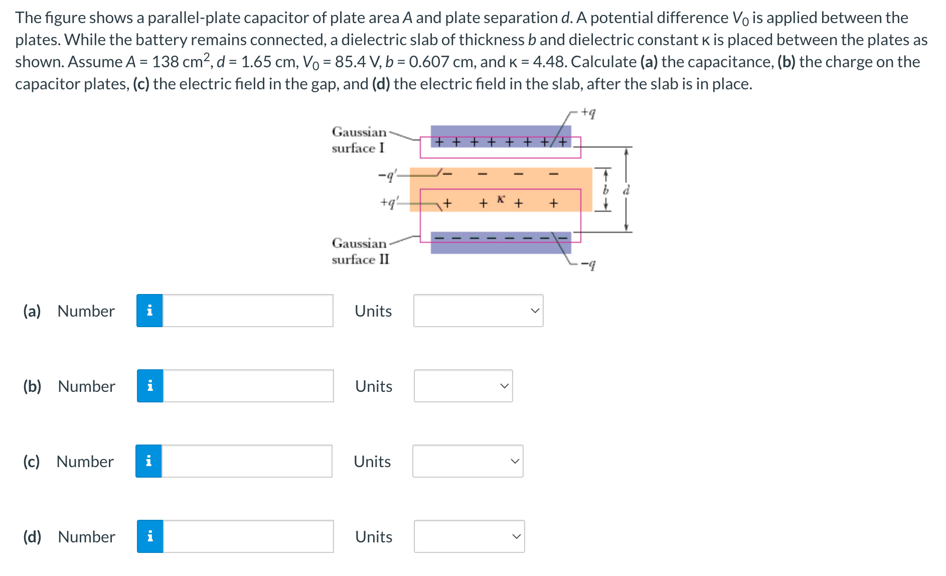 Solved The figure shows a parallel-plate capacitor of plate | Chegg.com