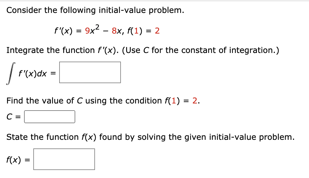 Solved Consider the following initial-value problem. f'(x) = | Chegg.com