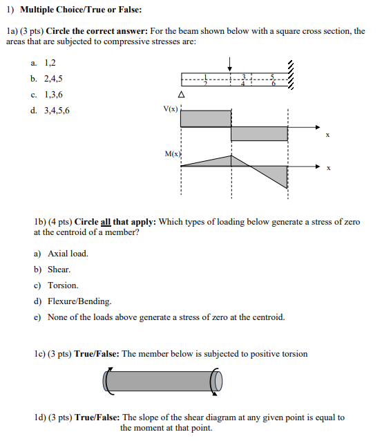 Solved Multiple Choice/True or False: le) (3 ﻿pts) ﻿Circle | Chegg.com