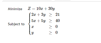 Minimize Z=10x+30y ﻿Subject | Chegg.com