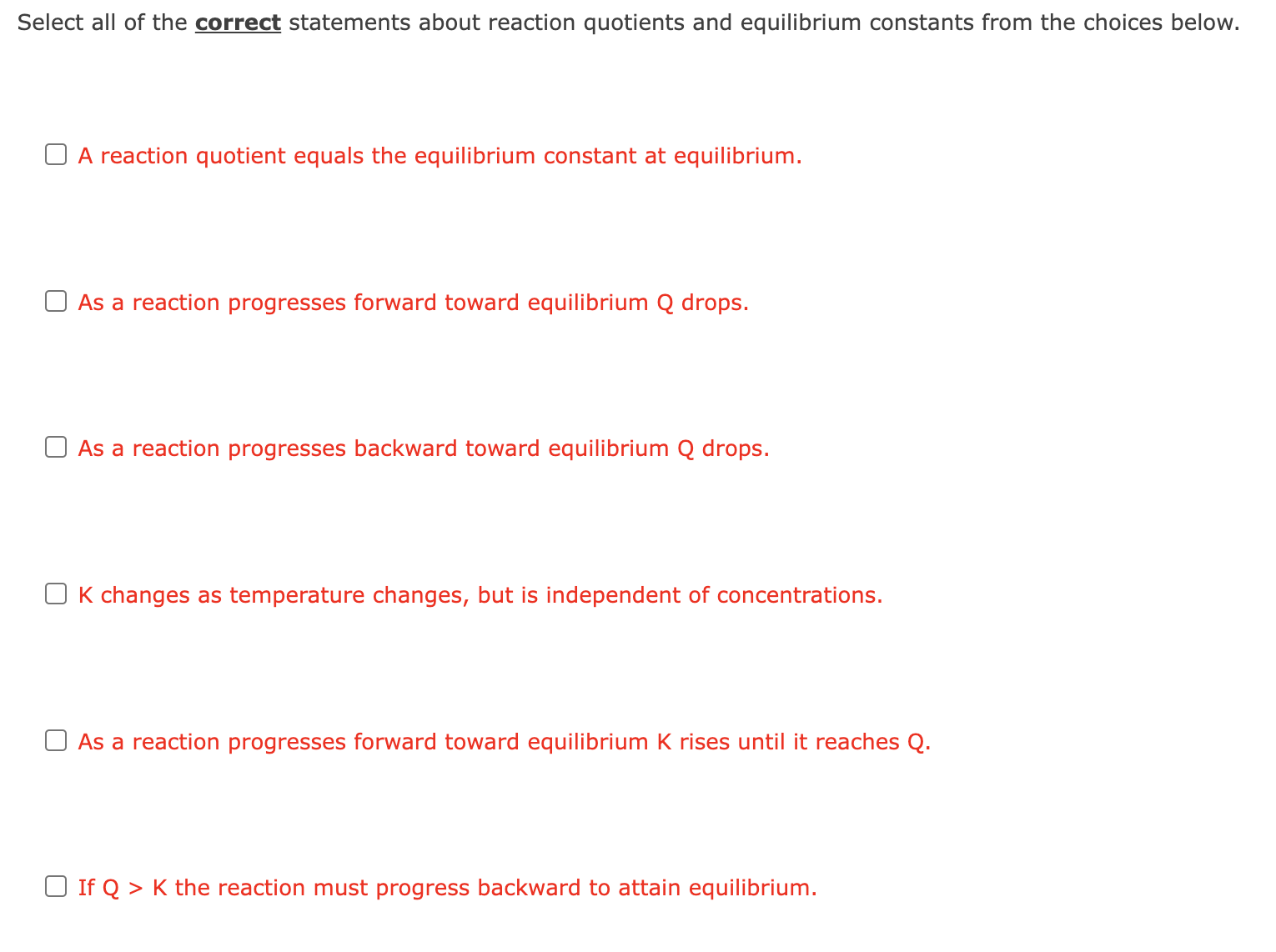 Solved Select all of the correct statements about reaction | Chegg.com
