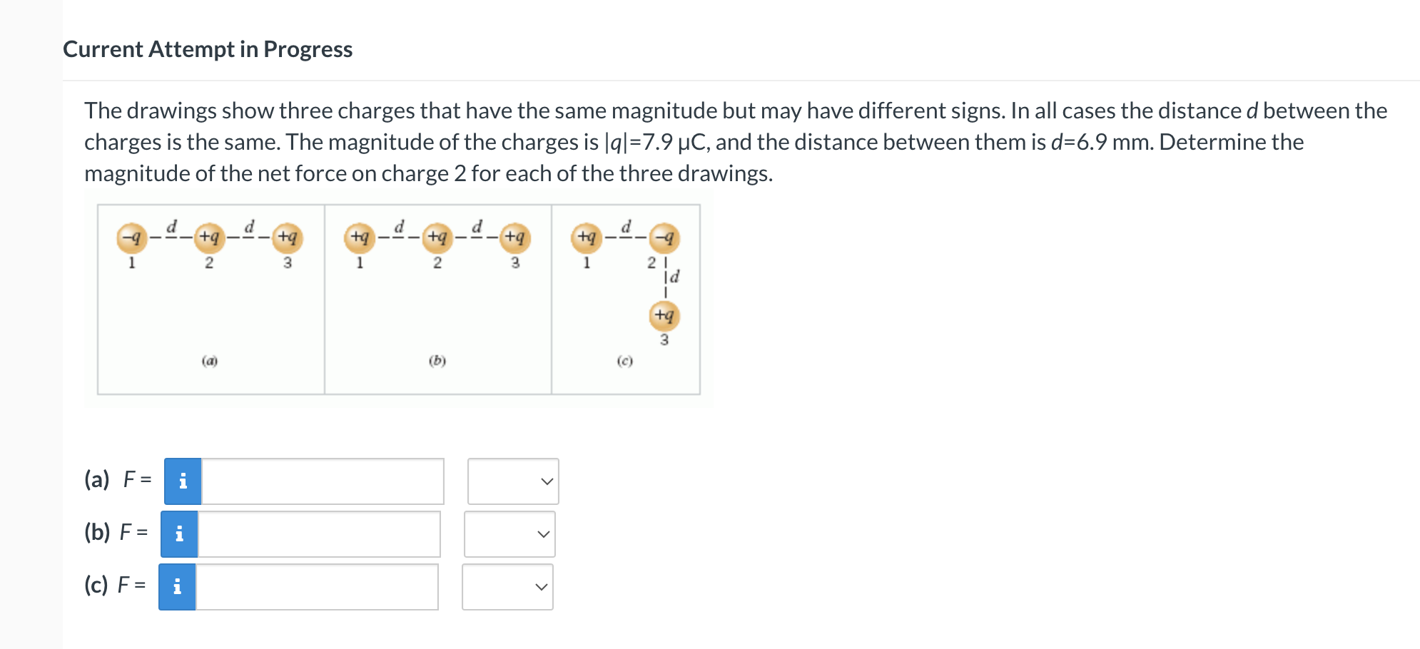 Solved The drawings show three charges that have the same | Chegg.com