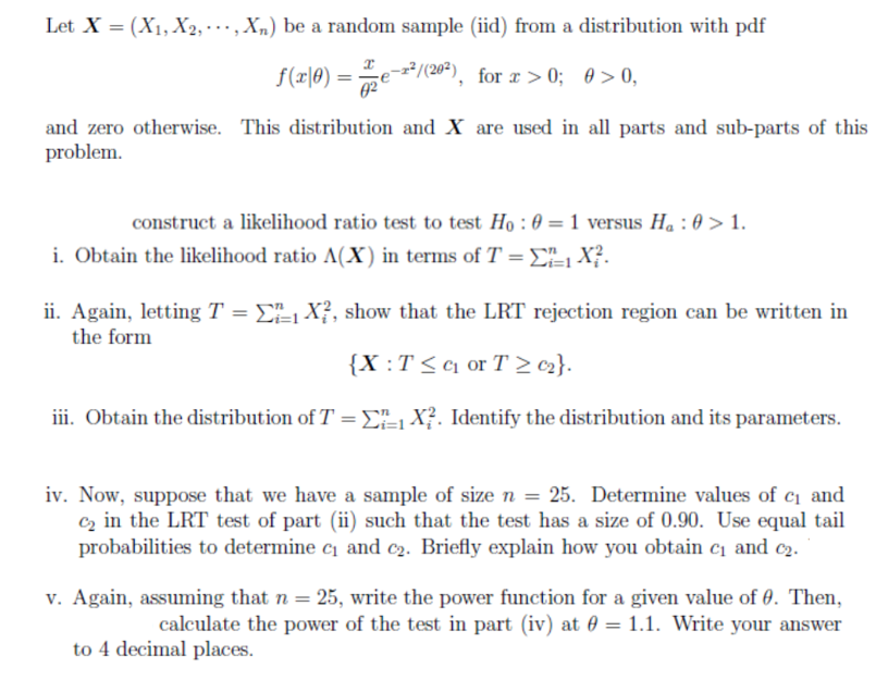 Solved Let X = (X1, X2, ..., Xn) be a random sample (iid) | Chegg.com