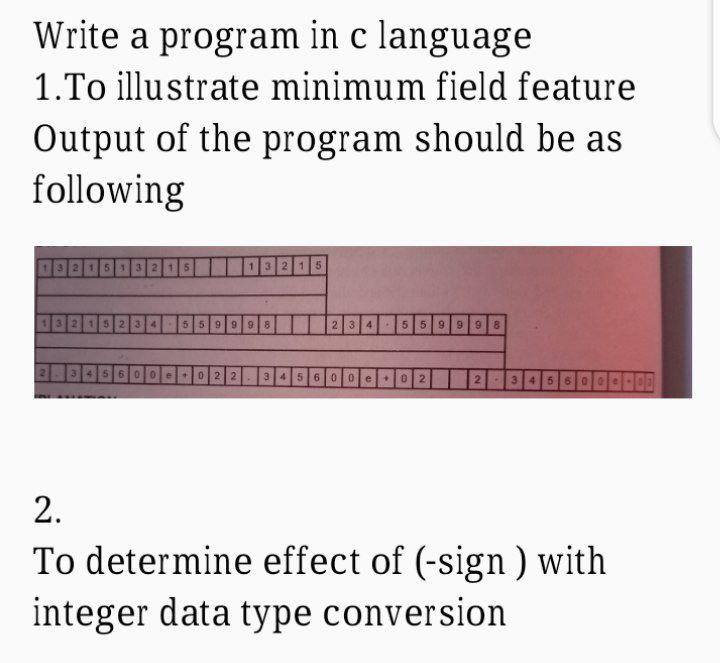 Solved Write A Program In C Language 1to Illustrate Minimum 4876