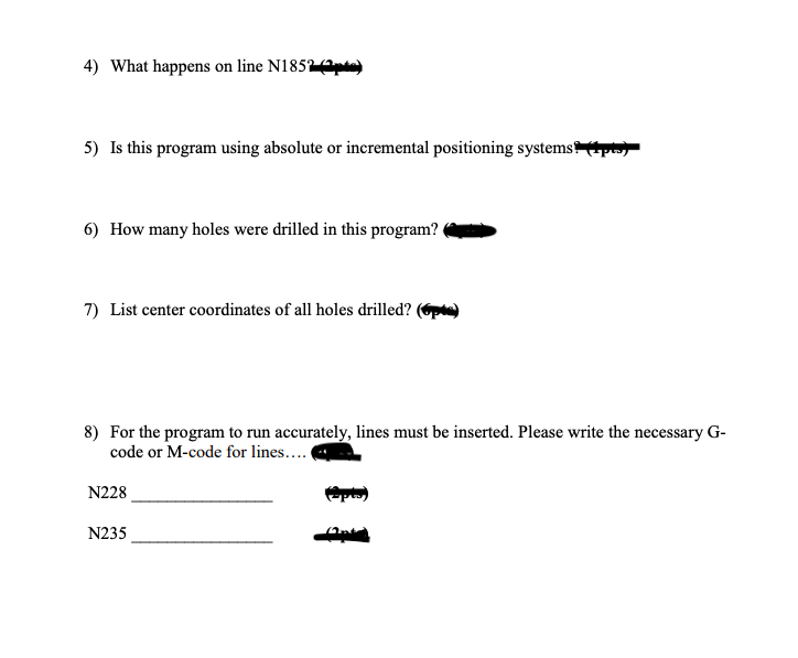 Solved Evaluate the following milling program and answer the | Chegg.com