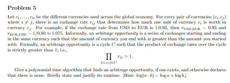Solved Let c1,…,cn be the different currencies used across | Chegg.com