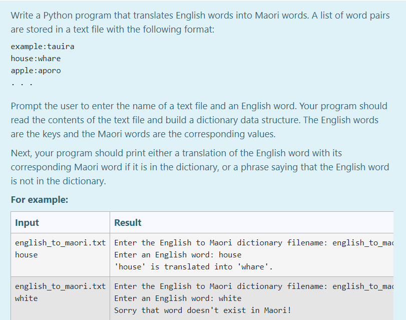 Solved Write a Python program that translates English words | Chegg.com
