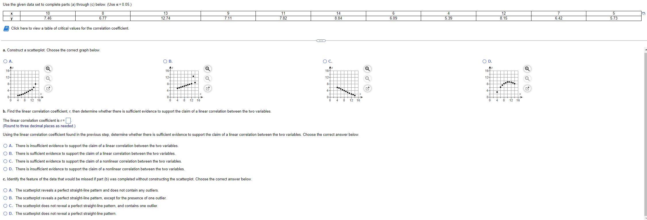Solved Use the given data set to complete parts (a) through | Chegg.com