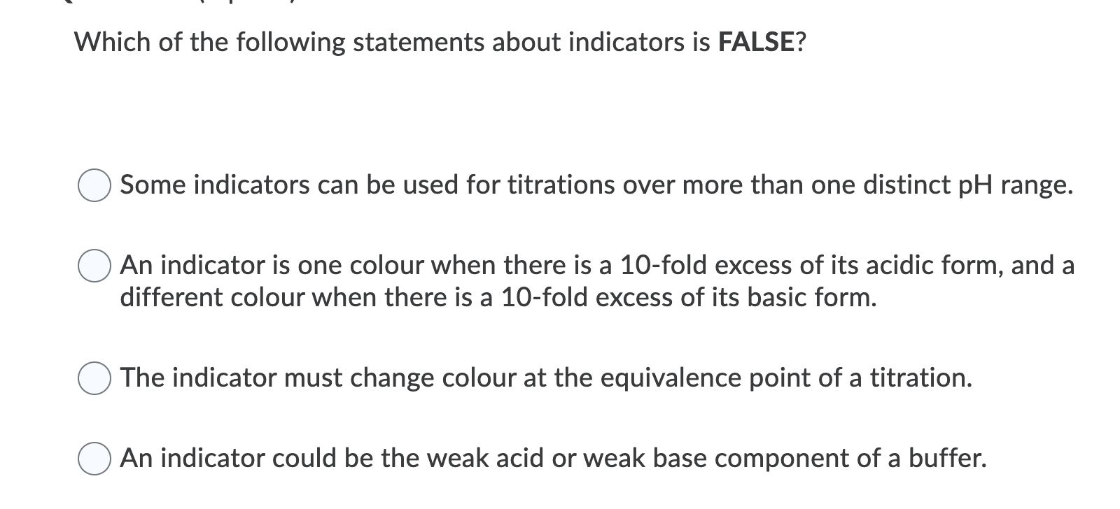Solved Which of the following statements about indicators is | Chegg.com
