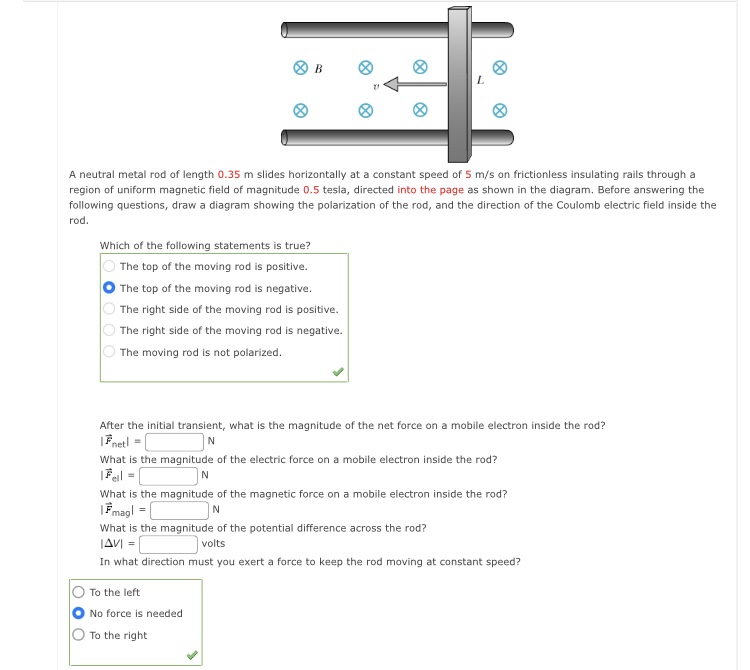 Solved A neutral metal rod of length 0.35 m slides | Chegg.com