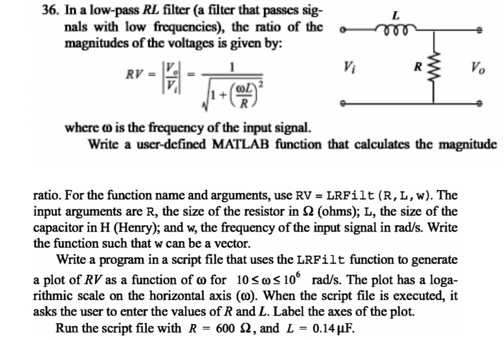 Solved 36. In a low-pass RL filter (a filter that passes | Chegg.com