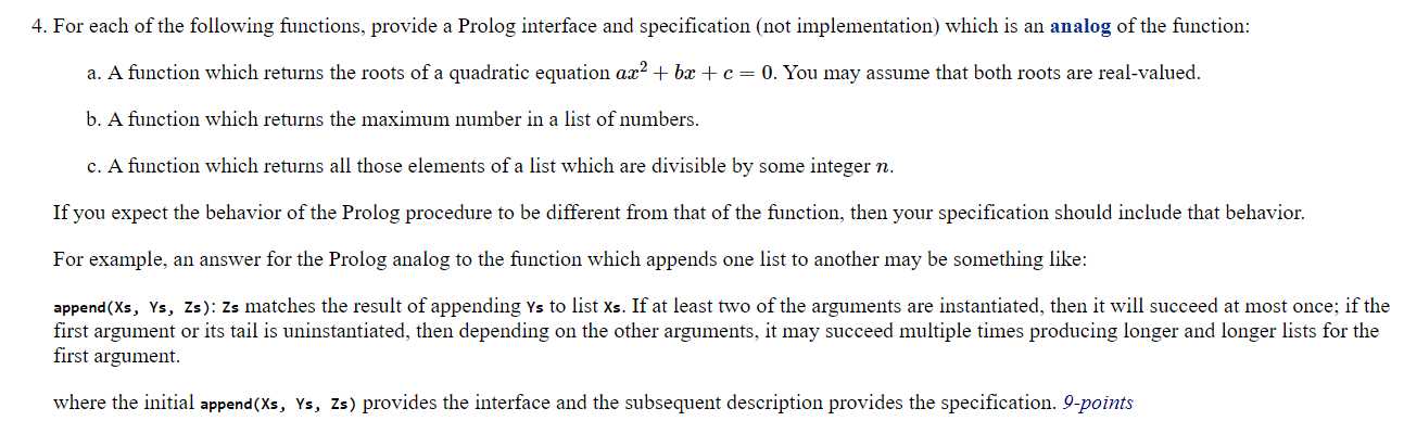 Solved 4. For each of the following functions, provide a | Chegg.com