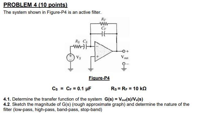 Solved The system shown in Figure-P4 is an active filter. CS | Chegg.com