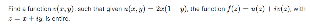 Solved Find a function v(x,y), such that given | Chegg.com