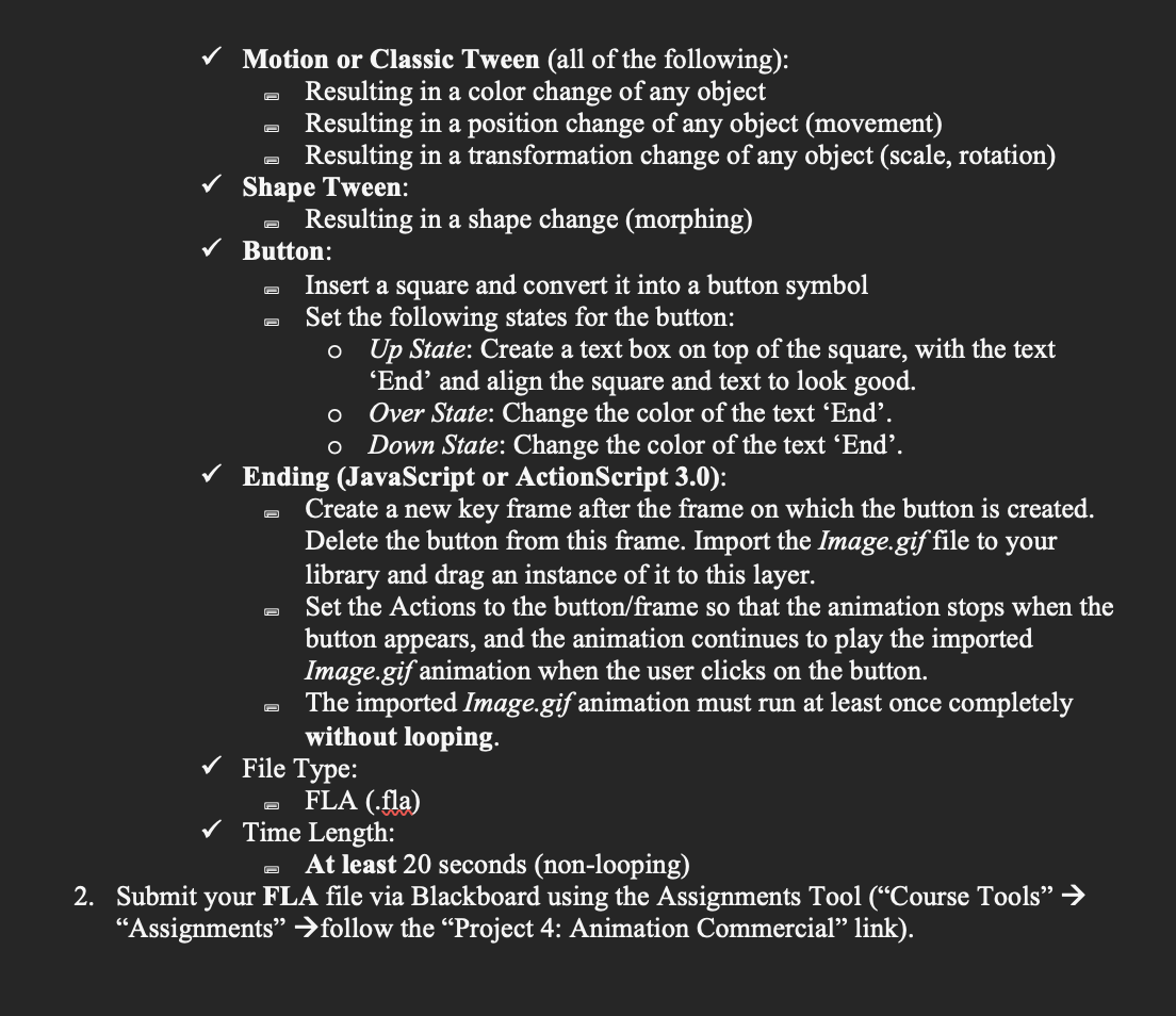 Solved Animation Commercial (10\% of Final Grade) I. Purpose | Chegg.com