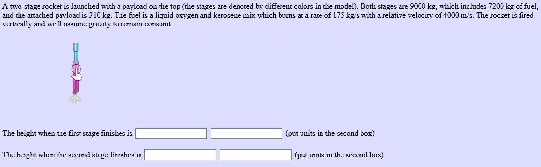 A two-stage rocket is launched with a payload on the | Chegg.com
