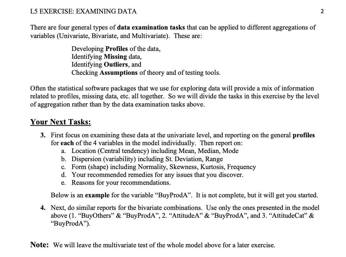 LS EXERCISE: EXAMINING DATA 1 Exercise 5: Examining | Chegg.com