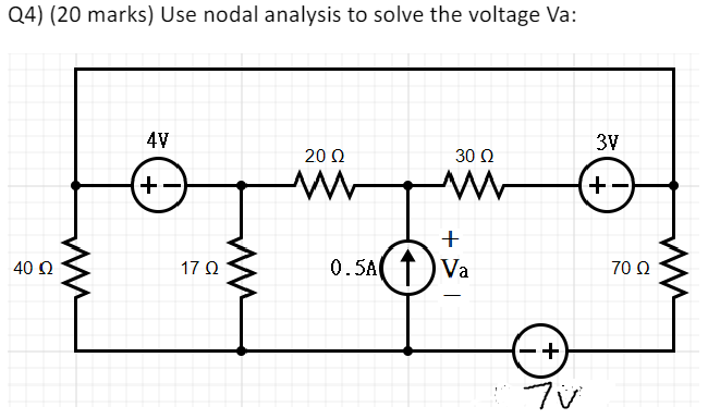 Solved Q4) (20 marks) Use nodal analysis to solve the | Chegg.com